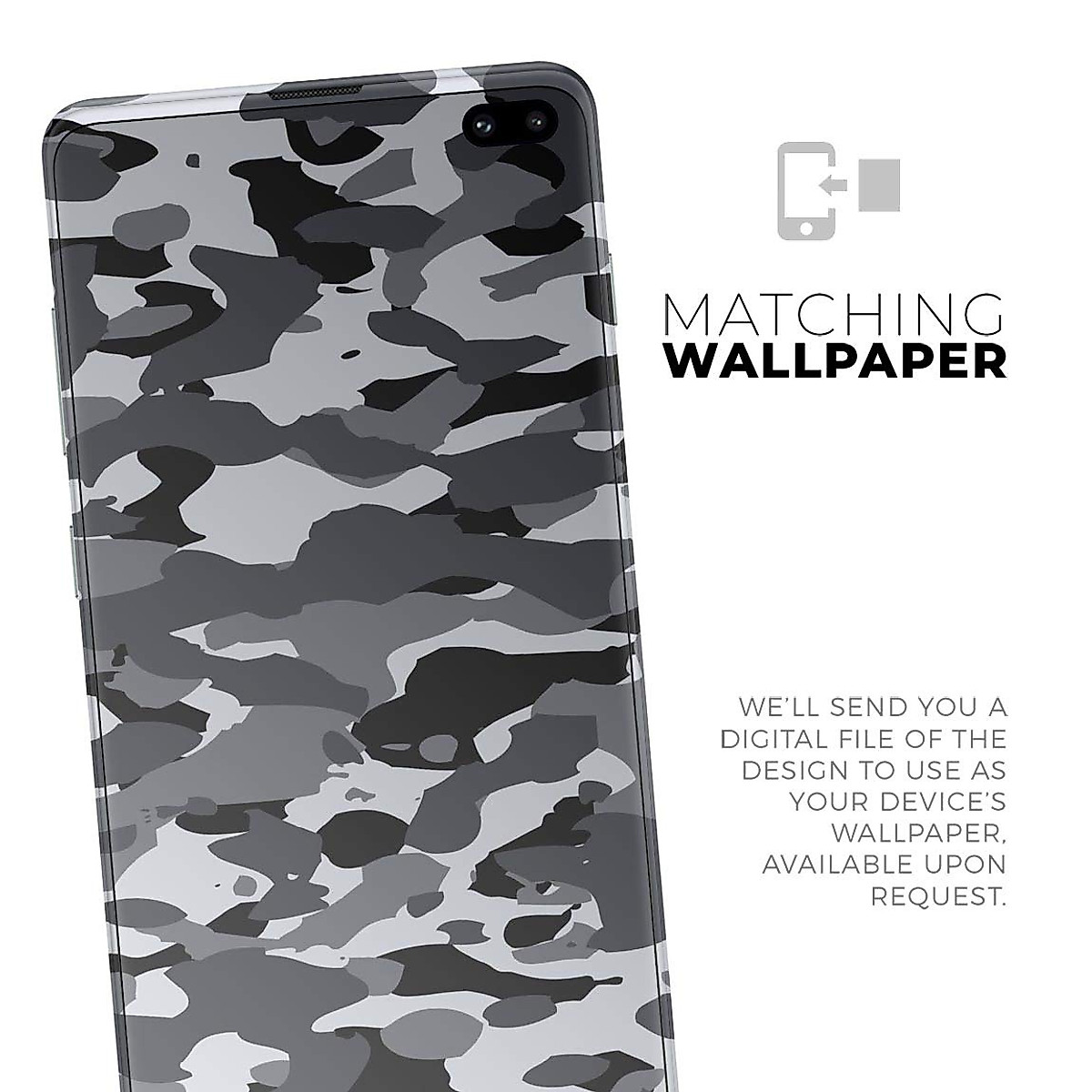 DesignSkinz Traditional Black & White Camo Protective Vinyl Decal Wrap Skin Cover Compatible with The Samsung Galaxy S20 (Screen Trim & Back Glass Skin)