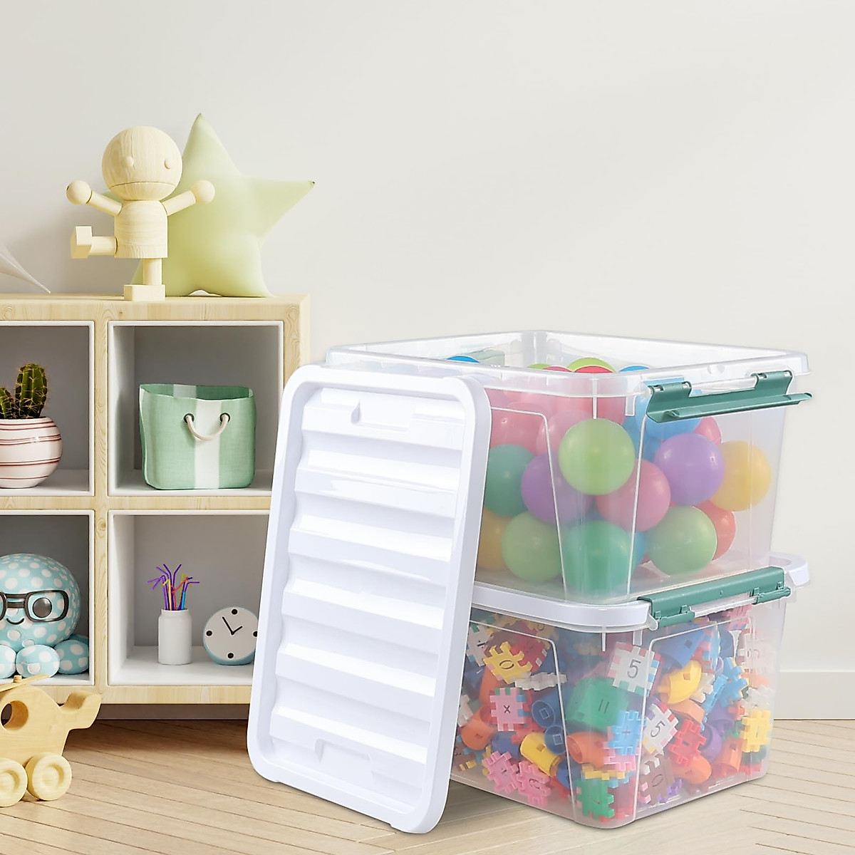 Xowine 6 Pack 20 L Clear Storage Latch Box, Plastic Storage Bins with Lids