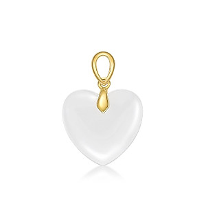 CHOW TAI FOOK Heart Shape Hetian Jade Pendant with 18K Yellow Gold Claws Prong