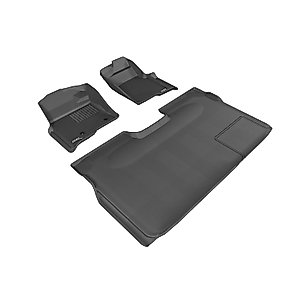 3D MAXpider Custom Fit Kagu Floor Mat (Black) Compatible with Ford F-150 Supercrew 2015-2024 (w/ Bucket Seats, No Underseat Storage) - Full Set