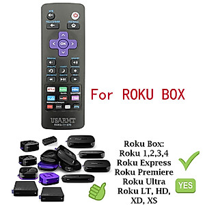 Universal Remote for All Roku TV fit for Roku 1/2/3/4 HD LT XS XD, Hisense/TCL/Sharp/Insignia/ONN/Sanyo/LG/Hitachi/Element roku TV w/ 10 Shortcut Keys [NOT for Roku Stick]