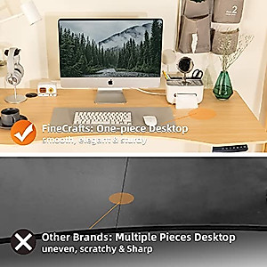 FinerCrafts Standing Desk 71" x 32" Inches Dual-Motor Height Adjustable Desk Electric Sit Stand Desk Home Office Desks Whole Piece Desk Board (Natural Maple Desktop/White Frame)