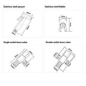 MINJING Handheld Cloth Diaper Sprayer, Zirconium Gold Toilet Bidet Sprayer Set, Stainless Steel Bidet Shower Douche Kit, Bathroom Bidet Attachment Set for Personal Hygiene,B Set