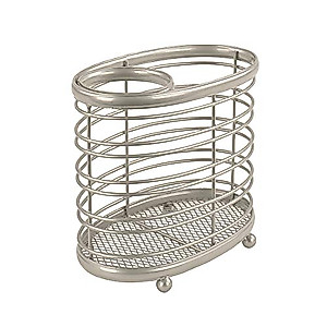 Spectrum Ashley Hair & Accessory Holder (Satin Nickel Powder Coat) - Bathroom & Under Sink Organizer for Hair Dryer, Beauty Tools, Accessories, & Home Essentials