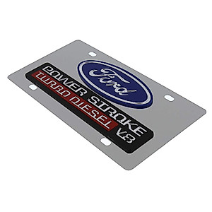 Eurosport Daytona- Compatible with 2005, Ford Powerstroke Turbo Diesel LogoStainless Steel License Plate