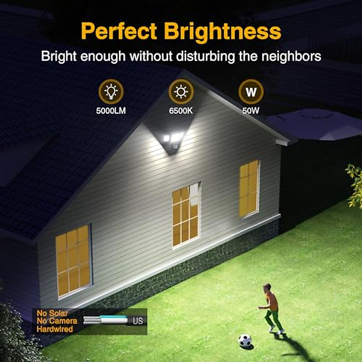 Onforu LED Security Lights Motion Outdoor, Flood Lights Outdoor Motion Sensor Light, Motion Detector Lights for Outside, 50W, 5000LM, 6500K, IP65 Waterproof, 3 Adjustable Heads