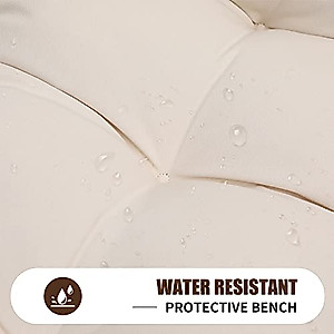 RACE LEAF Bench Cushion 45" x 18" Cream, Outdoor/Indoor Water Resistant Bench Seat Pads, Tufted Loveseat Cushion for Swing, Wicker, Garden Bench, Indoor, Shoe Storage, Window, Piano