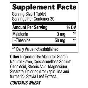 OLLY Relaxing Sleep Fast Dissolve Tablets, 3mg Melatonin, Vegan, Apple Berry - 30ct