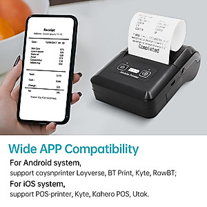 Portable Mini 58mm Thermal Printer 2 inch Wireless BT+USB Receipt Bill Ticket Printer with 57mm Print Paper Compatible with iOS Android Windows for Restaurant Sales Retail Small Business