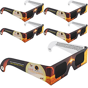 LUNT SOLAR SYSTEMS 5 Pack Eclipse Glasses, NASA Approved 2024, CE and ISO Certified, AAS Approved, Trusted for Solar Viewing