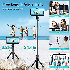 Phone Tripod Stand, Selfie Stick Tripod - Extendable Tripod Stick with Remote - Wireless Selfie Stick Tripod, Portable Tripod for Phone (Black)