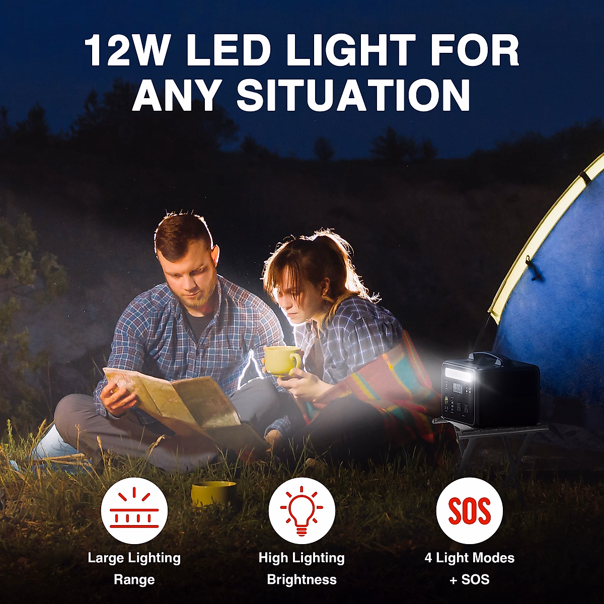 AMPACE P600 Portable Power Station w/Car Jump Starter Metal Gray, 584Wh Backup LiFePo4 Battery A-Turbo 1800W Fast Charging Solar Generator (Solar Panel Optional) LED Light for Home Outdoors Camping