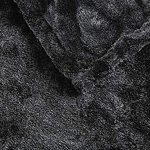 Beautyrest Duke Blanket Luxury Oversize Electric Throw Premium Soft Cozy Brushed Long Faux Fur for Bed, Couch with 3 Heat Setting Controller, Auto Shut-Off Function, Black, 50 in x 70 in