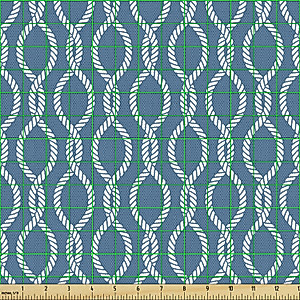 Ambesonne Nautical Fabric by The Yard, Oceanic Art Themed Monochrome Pattern of Integrating Look Modern Stripes Print, Decorative Fabric for Upholstery and Home Accents, 3 Yards, White Sea Blue