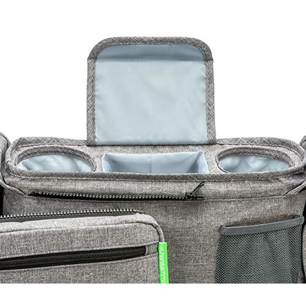 Ethan & Emma Universal Baby Stroller Organizer with Insulated Cup Holders for Smart Moms. Diaper Storage, Secure Straps, Detachable Bag, Pockets for Phone, Keys, Toys. Compact Design Fit All Strollers