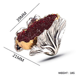 HSQYJ Retro Cocktail Statement Ring Antique Gold and Silver Tone Resin Stone Crystal Stacking Rings Cluster Statement Ring for Women