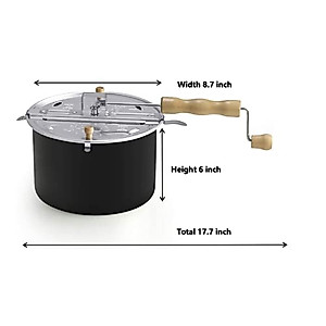 Cook N Home 02700 6-Quart Aluminum Stovetop Popcorn Popper, Black