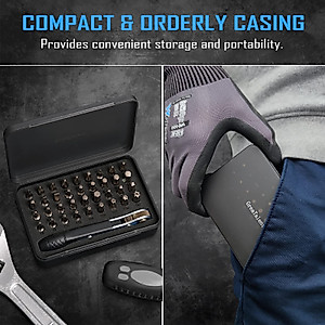 GreaTalent 37in1 S2 Steel Mini Ratchet Wrench Screwdriver Bit Set with 1/4" Hex Shank Phillips/Pozidriv/Hexagon/Torx/Slotted/Square Bits, 36-Tooth Gear, Magnetic Bit Holder, 90 Degree Drive Handle