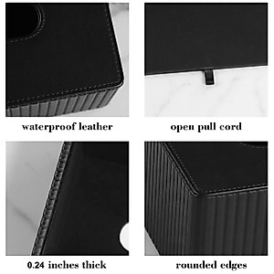 MEIBOOCH Tissue Box Cover Stylish PU Leather Rectangular Tissue Box Holder with Magnetic Bottom Cover for Bathroom Bedroom or Office (Black Stria)