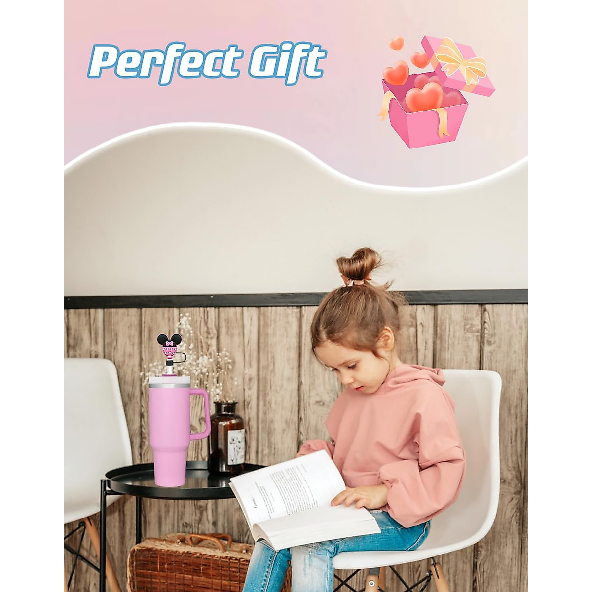 10PCS Funny Straw Cover Cap Compatible with Stanley for 30&40 Oz Cup 10 mm Drinking Straw Topper, Reusable Silicone Straw Covers, Cute Trumbler Cup Accessories (Mouse-1)