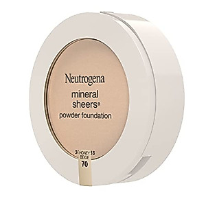 Neutrogena Mineral Sheers Compact Powder Foundation, Lightweight & Oil-Free Mineral Foundation, Fragrance-Free, Honey Beige 70,.34 oz (Pack of 2)