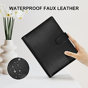 45 Pcs Budget Binder with Zipper Envelopes,PU Leather Money Organizer for Cash Bills Coupon Card, Budget Planner for Saving Money,Cash Envelopes for Budgeting,Money Saving Binder,Marble Black