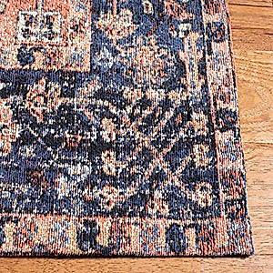 SAFAVIEH Classic Vintage Collection Area Rug - 6' x 9', Rust & Navy, Oriental Distressed Cotton Design, Easy Care, Ideal for High Traffic Areas in Living Room, Bedroom (CLV305P)