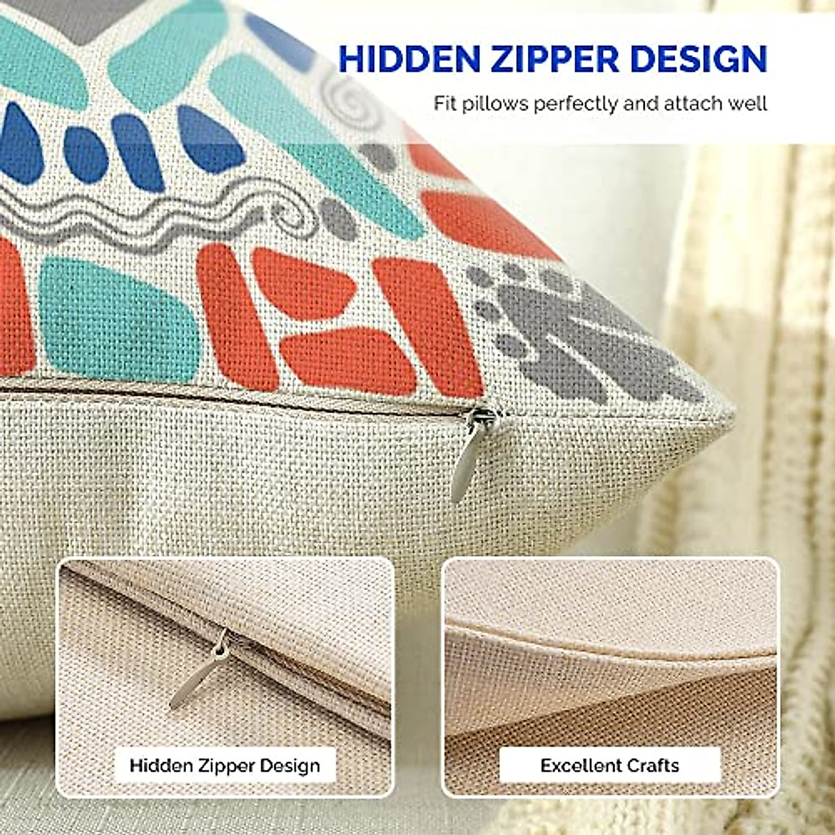 Cirzone Outdoor Pillow Covers 18x18 Set of 4 Waterproof Outdoor Pillows Couch Throw Pillow Covers Morden Boho Decorative Pillow Covers Decorations for Patio, Garden, Home