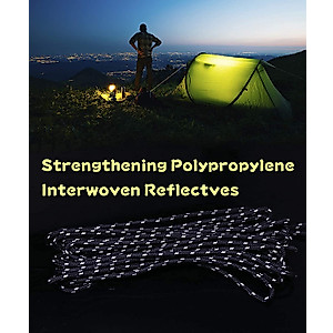 Hikeman 10 Pack 4mm Camping Rope Reflective Outdoor Guy Lines with Aluminum Guyline Adjuster Tensioners Nylon Tent Tie Downs for Hiking Backpacking Tarp,Canopy Shelter (Army Green)