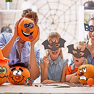 36 Packs Halloween Pumpkin Decorating Stickers, 18 Sheet Pumpkin Face Stickers in 12 Designs for Halloween Party Supplies Trick or Treat Party Favors