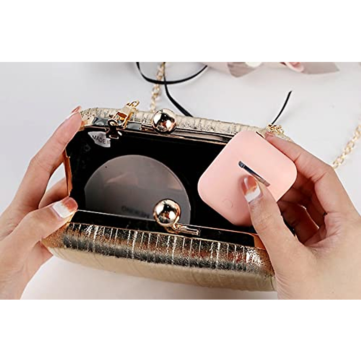 Women's Clutch Bag Chic Handbag Shoulder Bag Solid Color Purse Shine Evening Bag