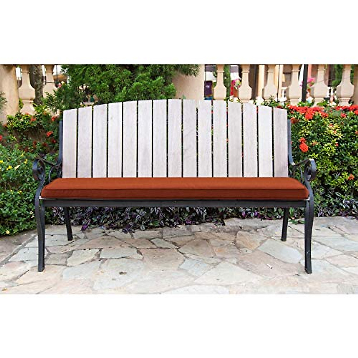 Patio Furniture Outdoor Bench Cushion Olefin Fabric Slipcover Sponge Foam 46.5” x 17.5” x 3” - Red Color