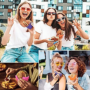 4 Pcs Retractable Burger Fixed Box TIK Tok New Trends Hamburger Buns Burger Holder Reusable Hamburger Box Silicone Rack Holder Burger Box Dishwasher Safe & BPA-Free, 4 Color