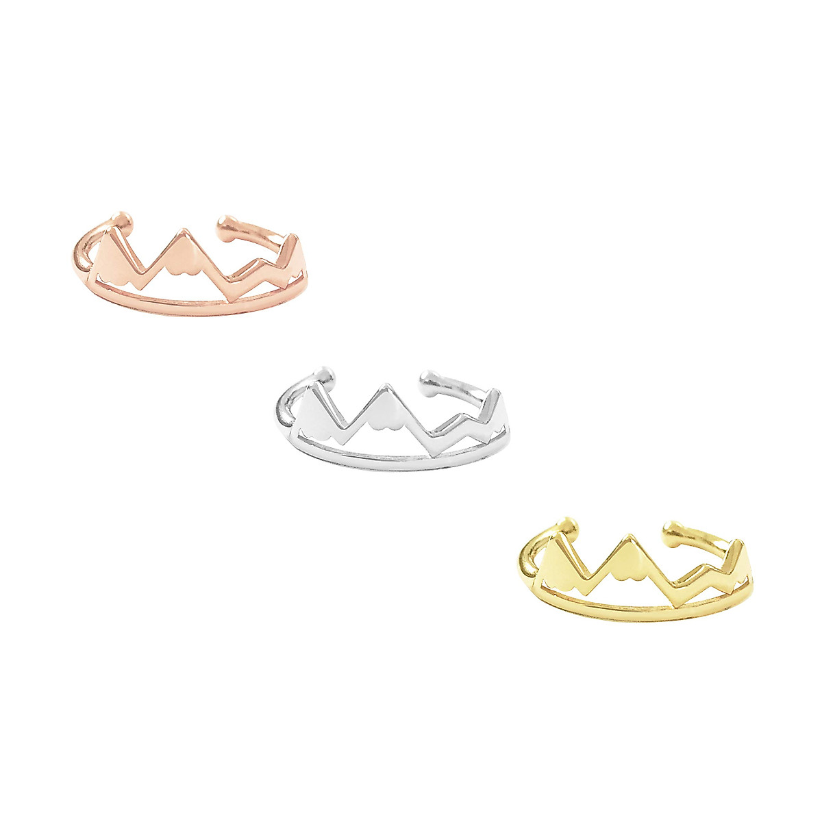 Altitude Boutique Mountain Ring, Snowy Mountain Jewelry for Women, Outdoor Enthusiast Gifts, Adjustable Size (Silver)