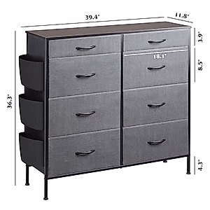 WLIVE Dresser for Bedroom with 6 Drawers, Tall Storage Tower with Drawer Organizers, Side Pockets and Hooks, Fabric Dresser, Chest of Drawers for Living Room, Closet, Hallway, Dark Grey