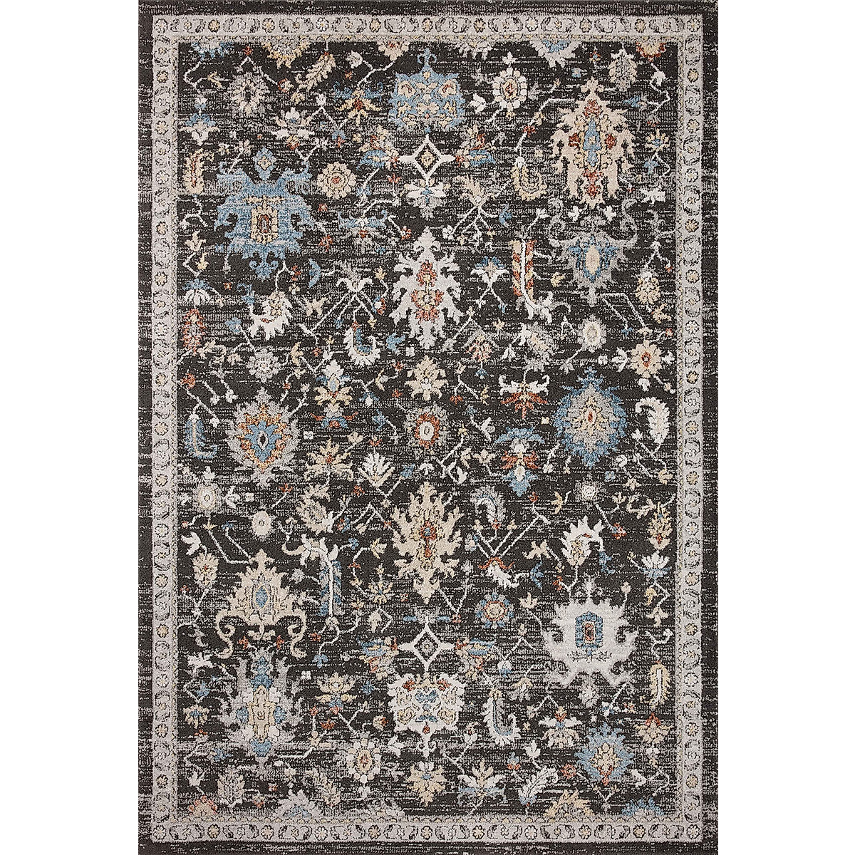 Loloi II Odette Collection ODT-04 Charcoal/Multi 5'-3" x 7'-9" Area Rug