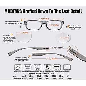 MODFANS 3 Pack Plastic Frame Spring Hinges Reading Glasses Vintage Quality Comfort for Men and Women +3.50