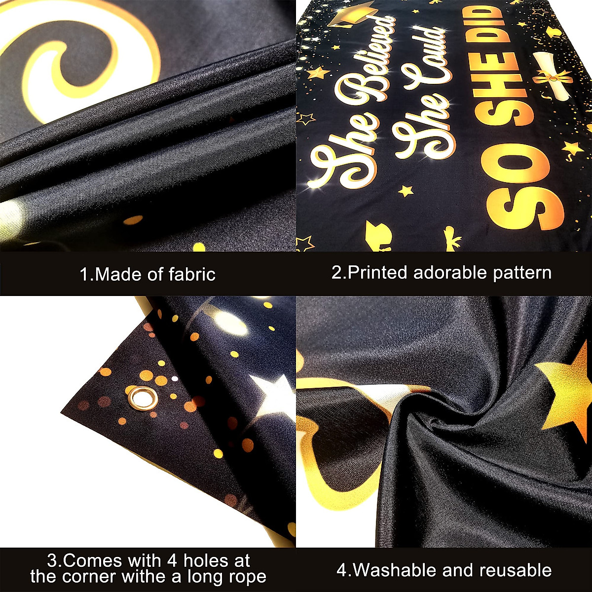 KatchOn, She Believed She Could So She Did Banner - XtraLarge, 72x44 Inch | Graduation Banner 2024 for Graduation Decorations Class of 2024 | Congratulations Banner, 2024 Graduation Party Decorations