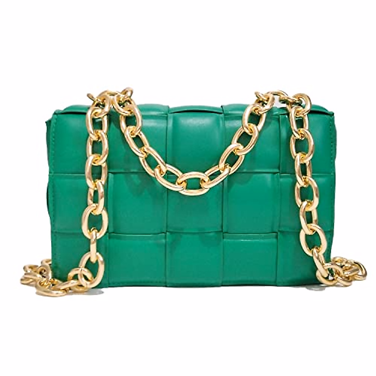 WESNDNE Woven Crossbody Handbag for Women, Small Green Shoulder Purse Clutch Wallet Square Bag (A-green)