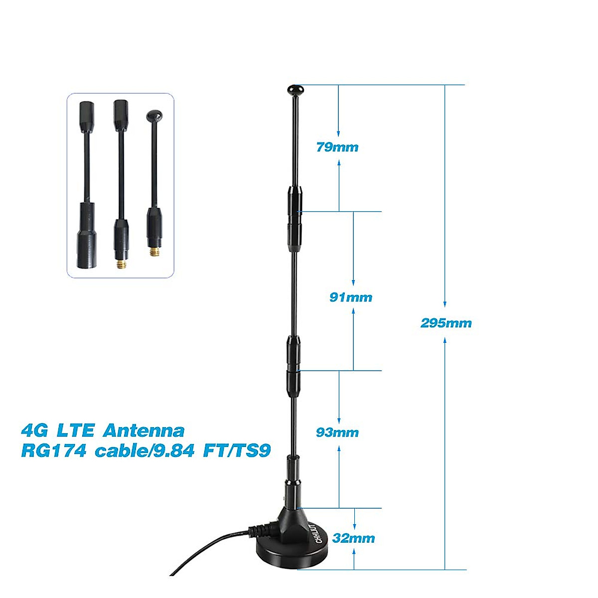 CHHLIUT High Gain TS9 Antenna 4G LTE 2.4GHZ Antenna 20DBi Omni Directional Antenna with Magnetic Stand Base 9.8ft Extension Cable