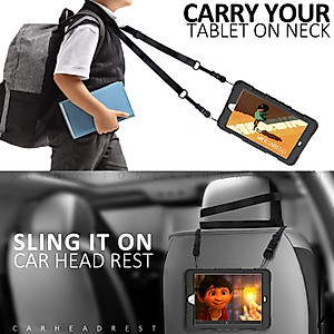 iPad 9th/8th/7th Generation Case, iPad 10.2 Case 2021/2020/2019, [Kid Proof] ambison Full Body Protective Case with 9H Tempered Glass Screen Protector, 360° Rotatable Kickstand & Hand Strap (Black)