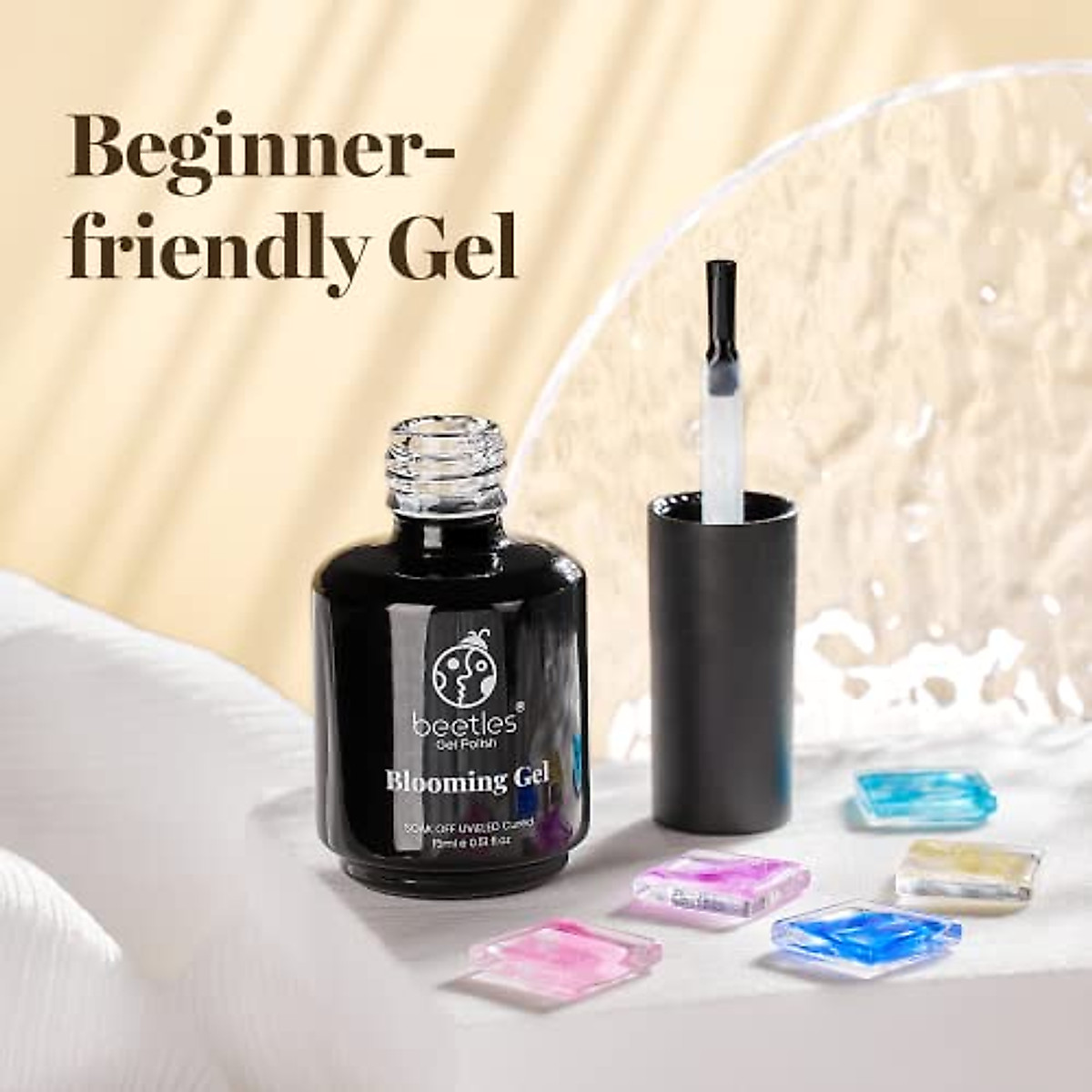 Beetles Nail Blooming Gel 15ml Clear Uv Led Blossom Gel Polish for Spreading Effect Marble Natural Stone Watercolor Floral Print Soak off Nail Gel Diy Nail Art Design Manicure