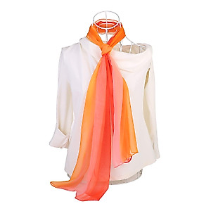 uxcell Long Chiffon Light Wedding Scarf Silky Gradient Color Party Shawl Spring Summer Beach Wrap for Women 63"x19.6" Red Orange Pink
