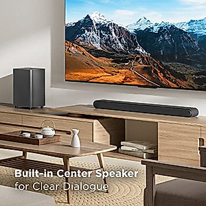 TCL 5.1ch Sound Bar with Wireless Subwoofer (S4510, 2023 Model), Built-in Center Channel, 2 Rear Surround Sound Speakers, Dolby Audio, DTS Virtual:X, Bluetooth, Wall Mount/HDMI Cable Included,Black