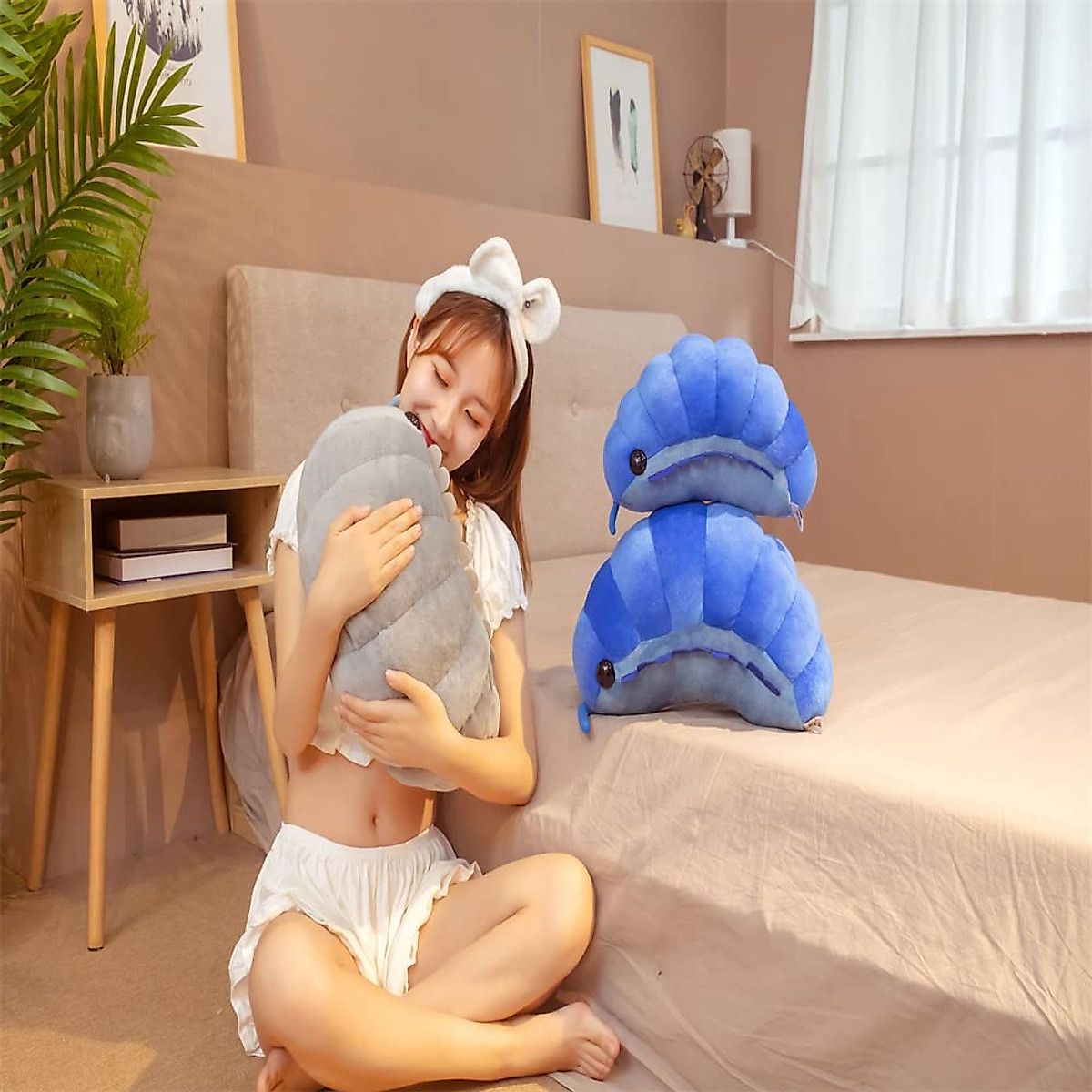 pangcangshu Likelike Insect Plush Toys Pill Bug Stuffed Soft Animals Pillow Back Cushion Insect Doll Kids Toys Girls Boys Gift (Gray,50cm/19inch)