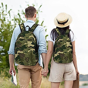FYCFSLMY Camo Camouflage Green Backpack with Adjustable Straps, Suitable for Travel Picnics Activities