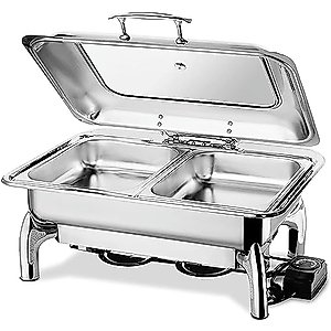 Chafing Dishes Food Warmers, Tower Buffet Server Alcohol and Electric Heating Party Hot Trays, 9L Chafing Dishes with Visual Lid for Keep Food Warm, Adjustable Temperature (B)