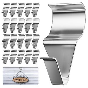 20Pcs Vinyl Siding Hooks for Hanging Outdoors, No Hole Needed Siding Clips to Hang Things, Vinyl Heavy Duty Command Hooks Siding Clips for Hanging, Stainless Steel Hooks for Hanging Outdoor Home Decor