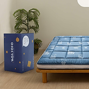 MAXYOYO Futon Mattress, Grey Cactus Pattern Japanese Floor Mattress Queen Size, Quilted Bed Mattress Tatami Mattress, Extra Thick Folding Sleeping Pad Breathable Guest Bed for Camping Couch
