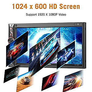 7 inch Double Din Digital Media Car Stereo Receiver,aboutBit Bluetooth 5.0 Touch Screen Car Radio MP5 Player Support Rear/Front-View Camera, AM/FM/MP3/USB/Subwoofer,Aux Input,Mirror Link